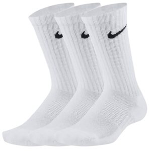 nike boys' performance cushion crew socks with band (6 pair), white/black, one size