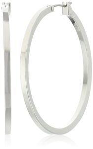 guess "basic" silver square edge hoop earrings