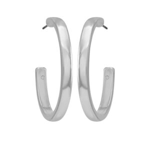 GUESS "Basic" Silver Logo Open Hoop Earrings