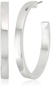 guess "basic" silver logo open hoop earrings