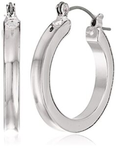 guess "basic" silvertone wide band mini hoop earrings