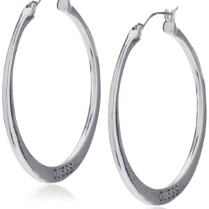 GUESS "Basic" Silver Flat Logo Hoop Earrings