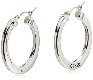 guess "basic" silver logo small hoop earrings