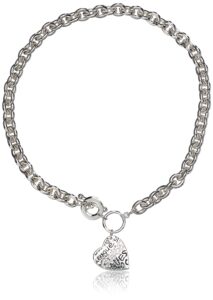 guess womens "basic" silver and crystal graffiti heart toggle pendant necklace, 16"