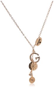 guess womens "basic" gold pave g linear y-shaped necklace, 16" + 2" extender