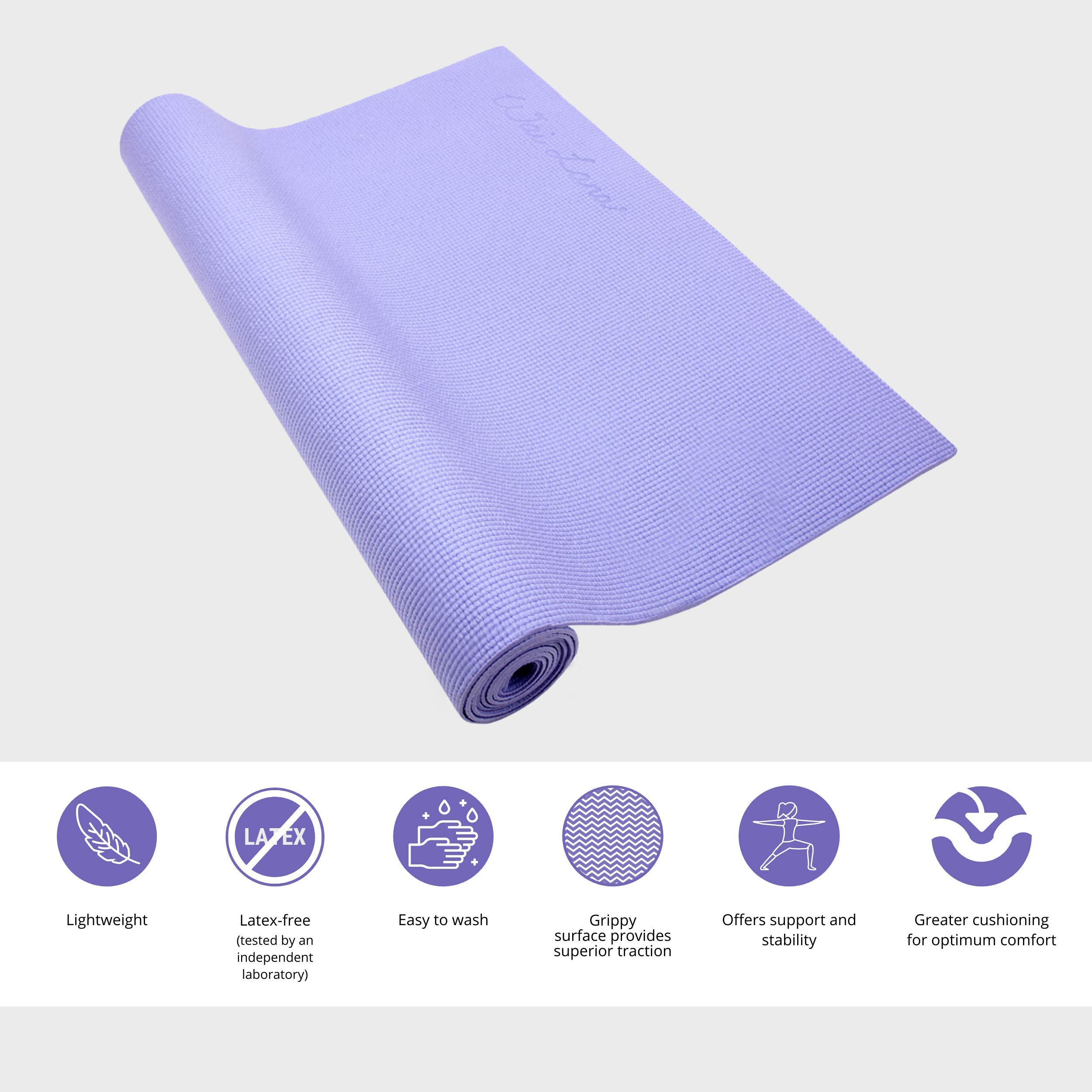 Yogi Mat by Wai Lana (Color: Periwinkle) - 1/8 inch Thick, Non-slip, Stylish, Latex-Free, Lightweight, Optimum Comfort