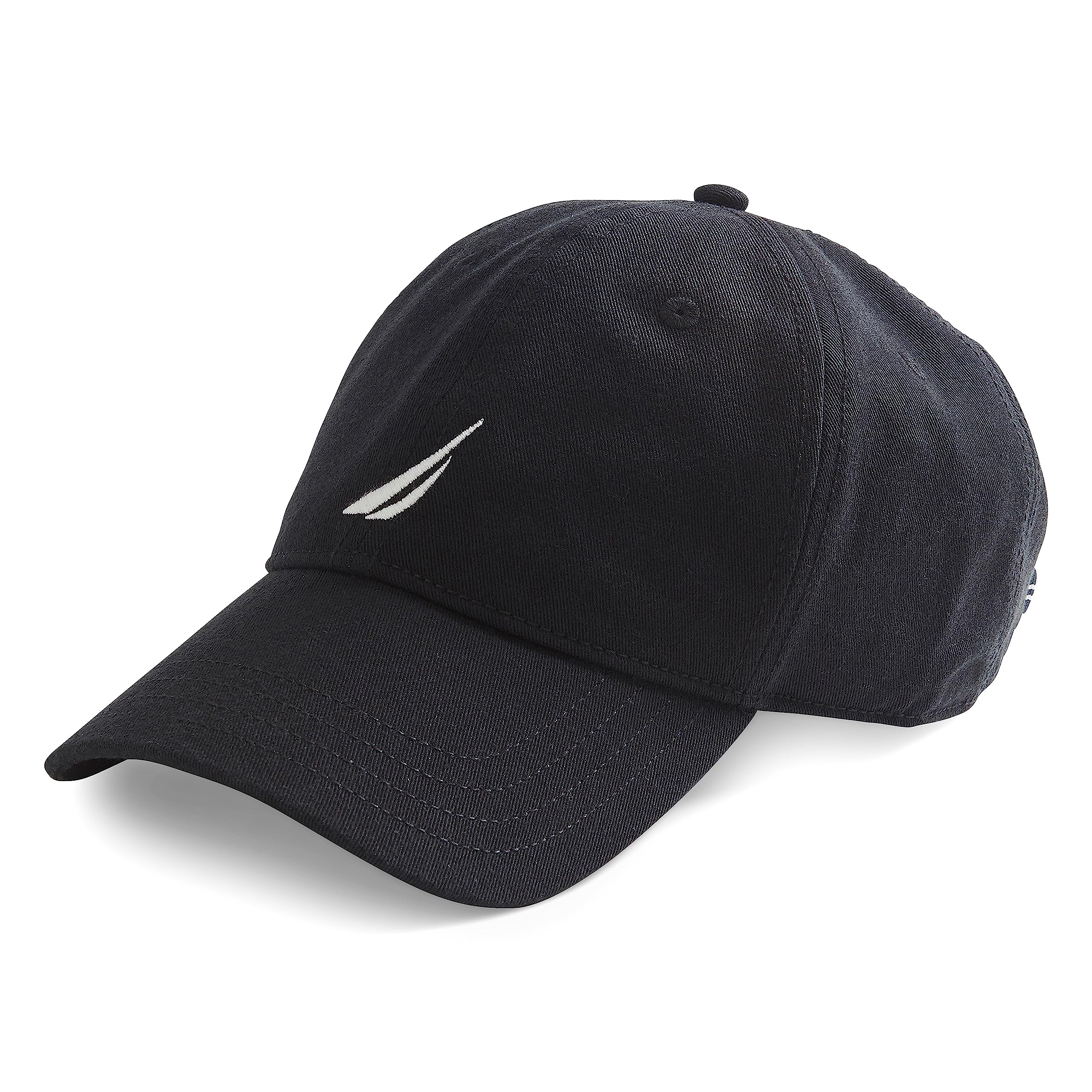 Nautica mens Classic Logo Adjustable Baseball-cap Hat baseball caps, True Black, One Size US