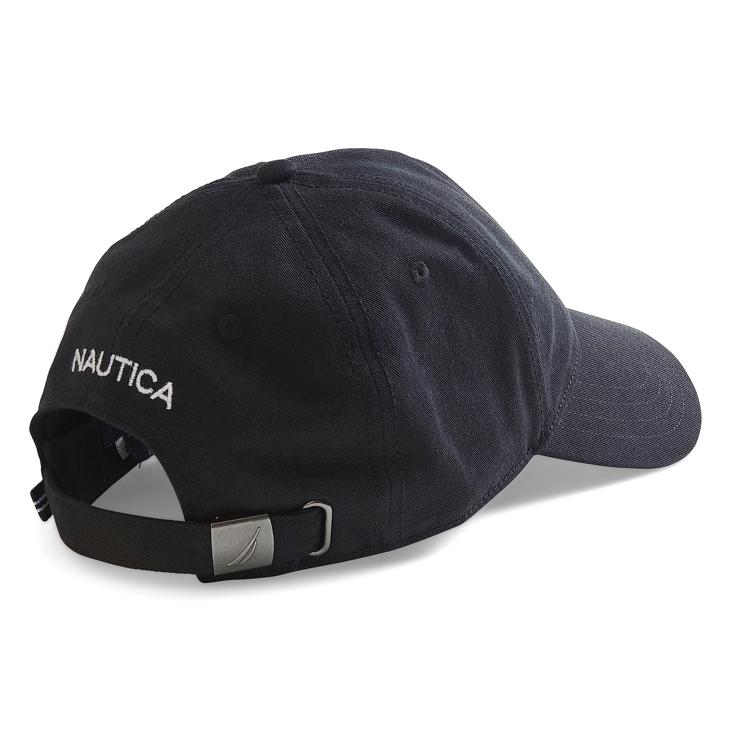 Nautica mens Classic Logo Adjustable Baseball-cap Hat baseball caps, True Black, One Size US