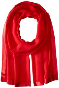 calvin klein women's satin border chiffon scarf, rouge, one size