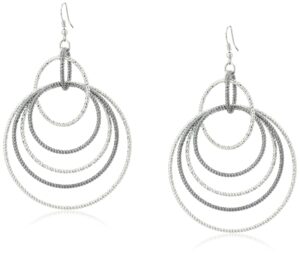 guess "basic" mixed metal textured orbital on wire drop earrings