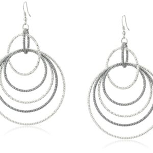 GUESS "Basic" Mixed Metal Textured Orbital on Wire Drop Earrings