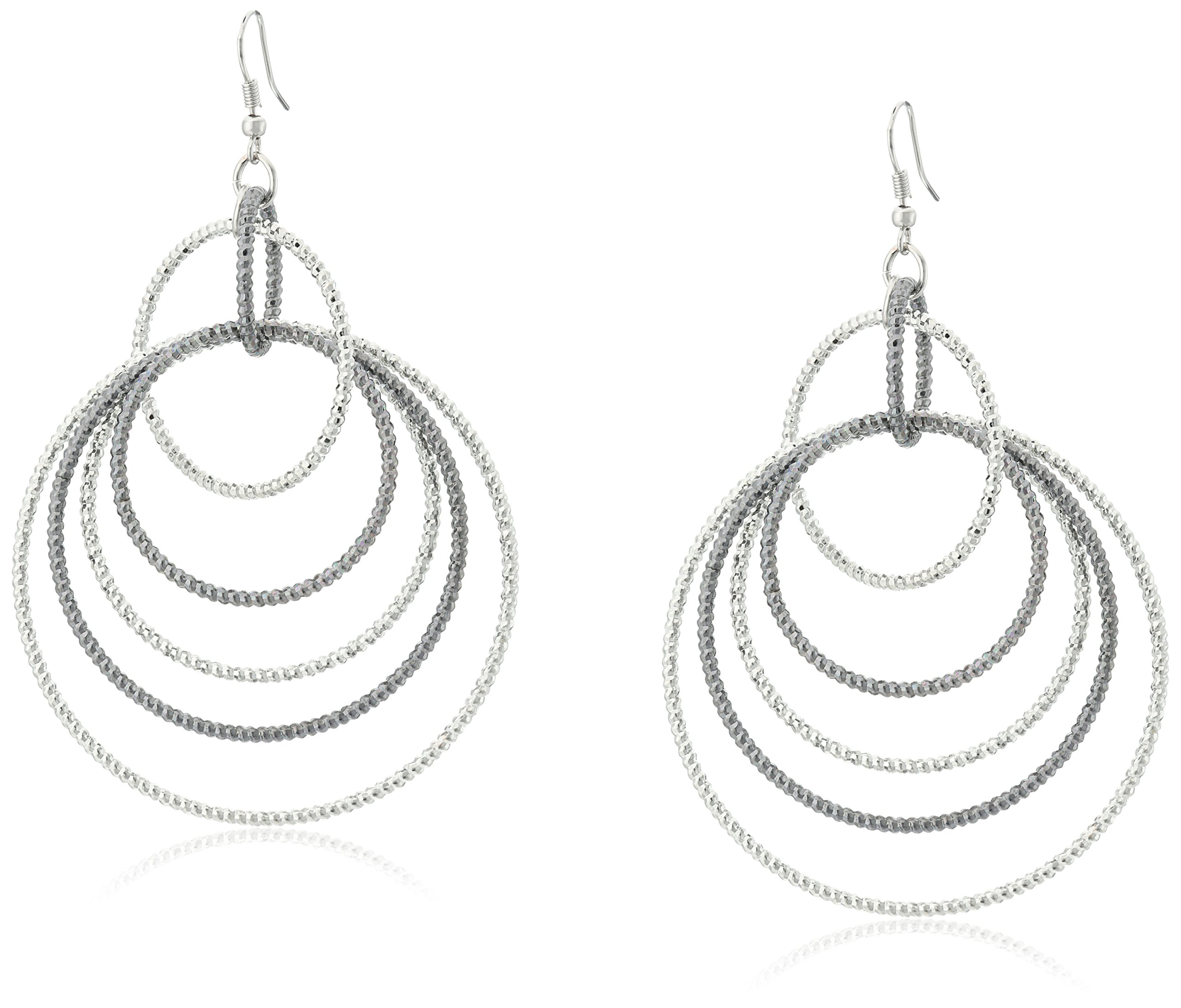 GUESS "Basic" Mixed Metal Textured Orbital on Wire Drop Earrings