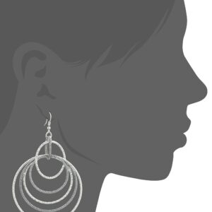 GUESS "Basic" Mixed Metal Textured Orbital on Wire Drop Earrings