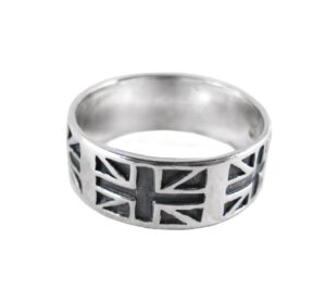 sterling silver union jack band ring, size 11