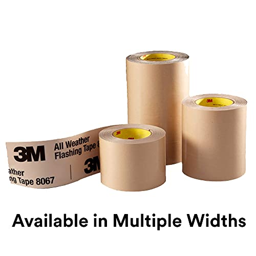 3M All Weather Flashing Tape 8067, 4 in x 75 ft, 1 Roll, Adhesive Backed Split Liner, Prevents Moisture Intrusion, Waterproof Flashing Seals Doors, Windows, Openings in Wood Frame Construction