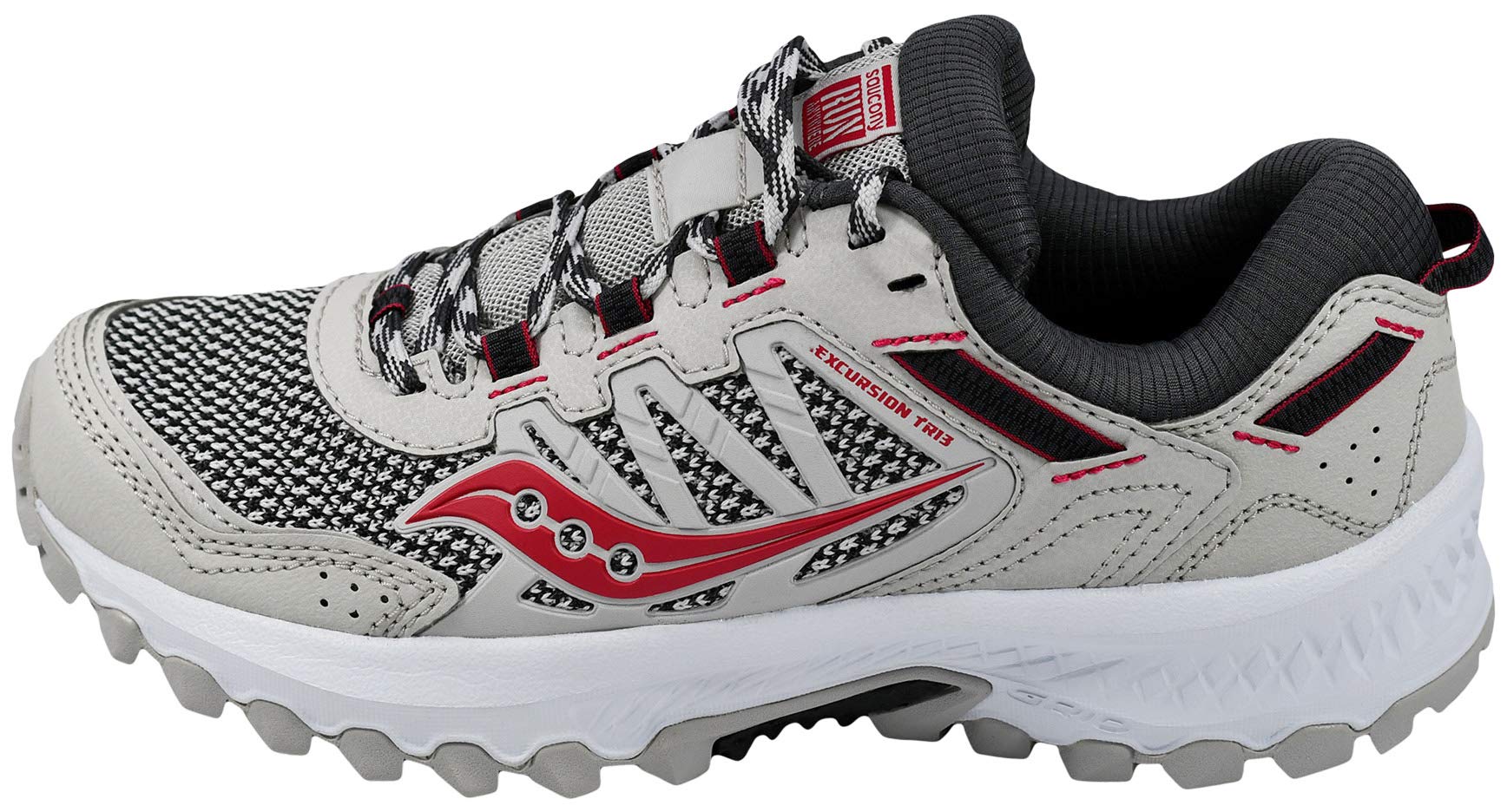 Saucony Women's Versafoam Excursion Tr13 Trail Running Shoe, Grey/Black/Burgundy, 10