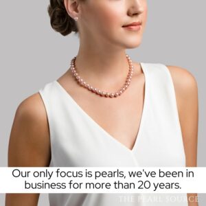 The Pearl Source 14K Gold 7-8mm AAA Quality Pink Freshwater Cultured Pearl Necklace for Women in 18" Princess Length