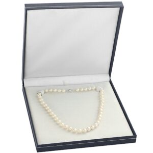 The Pearl Source 14K Gold 9-10mm AAAA Quality White Freshwater Cultured Pearl Necklace for Women in 24" Matinee Length