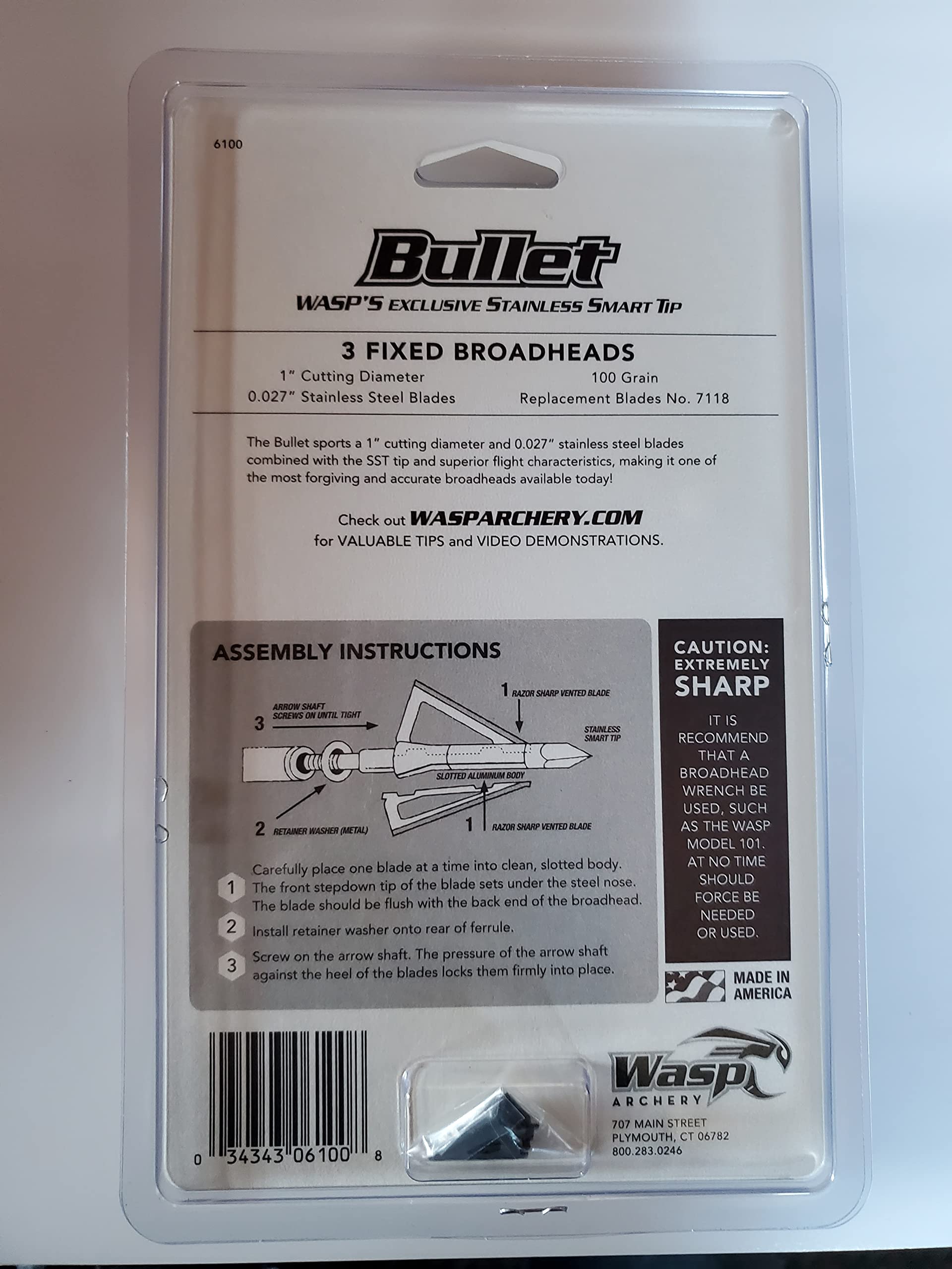 Wasp Bullet 100 Grain Three (3) blade Broadhead