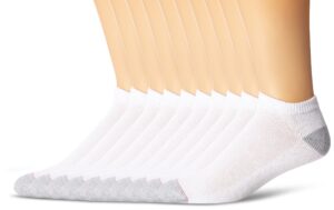 hanes mens freshiq, x-temp cushioned foot bottom no show (pack of 12 pairs) low cut sock, white, 6 us