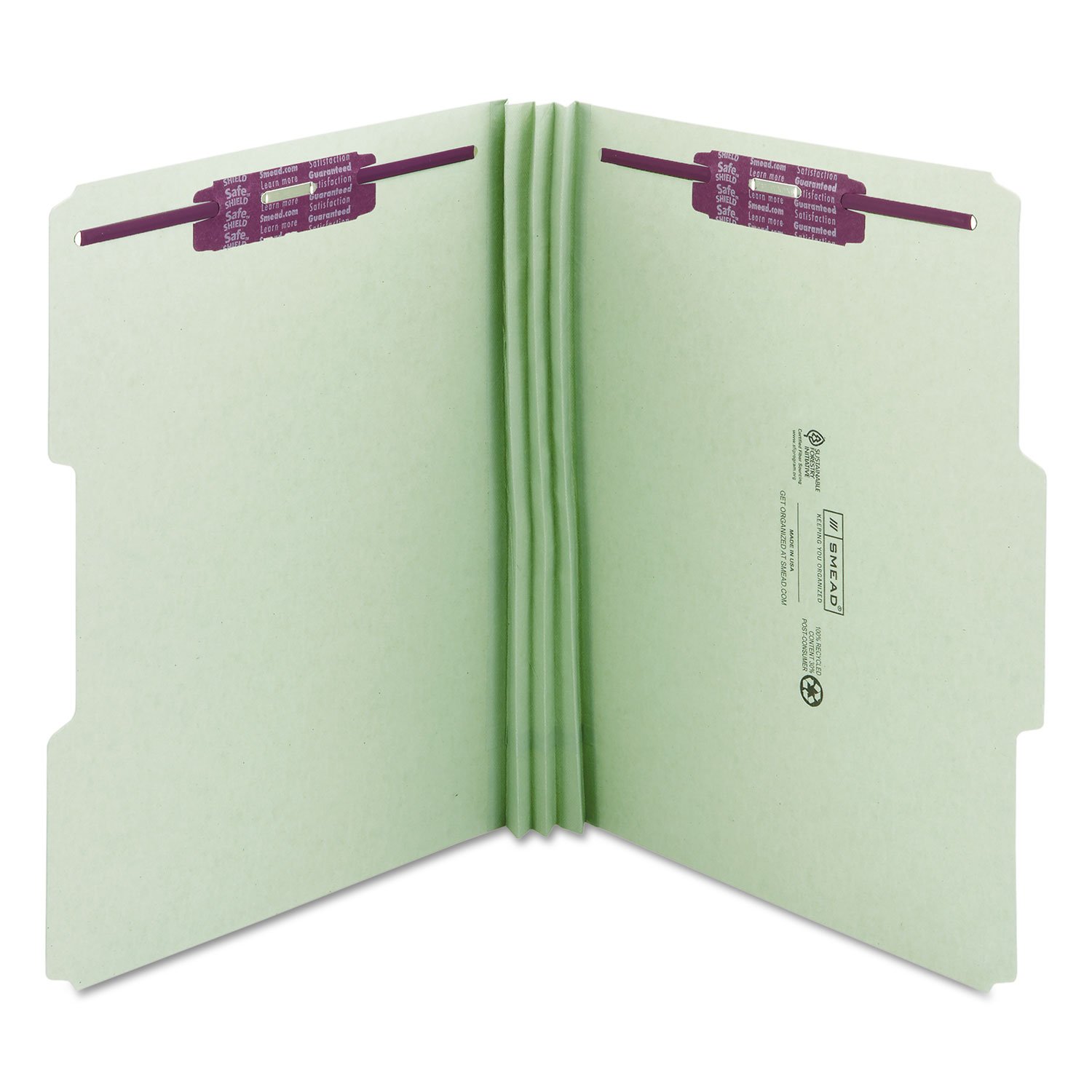 Smead 14944 Three Inch Expansion Fastener Folder 1/3 Top Tab Letter Gray Green 25/Box