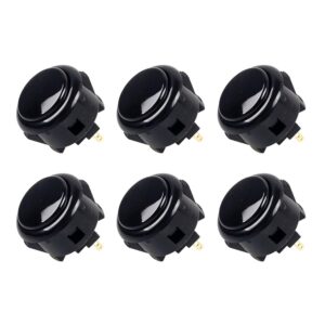 sanwa 6 pcs obsf-30 original push button 30mm - for arcade jamma video game & arcade joystick games console (black) s@nwa