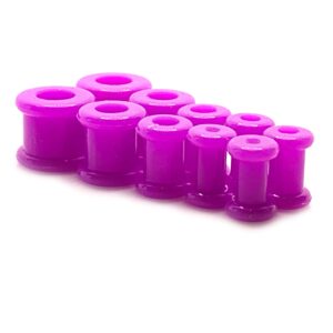 Never86 Ultimate Starter Kit | 20Pc 316L Steel Tapers 16G-00G | 18Pc Stainless Steel 316L Ear Tunnels 14G-00G Kit Expander Set |Gauge Gear Ear Stretching Balm | Purple Silicone Ear Tunnel Set 6G-00G