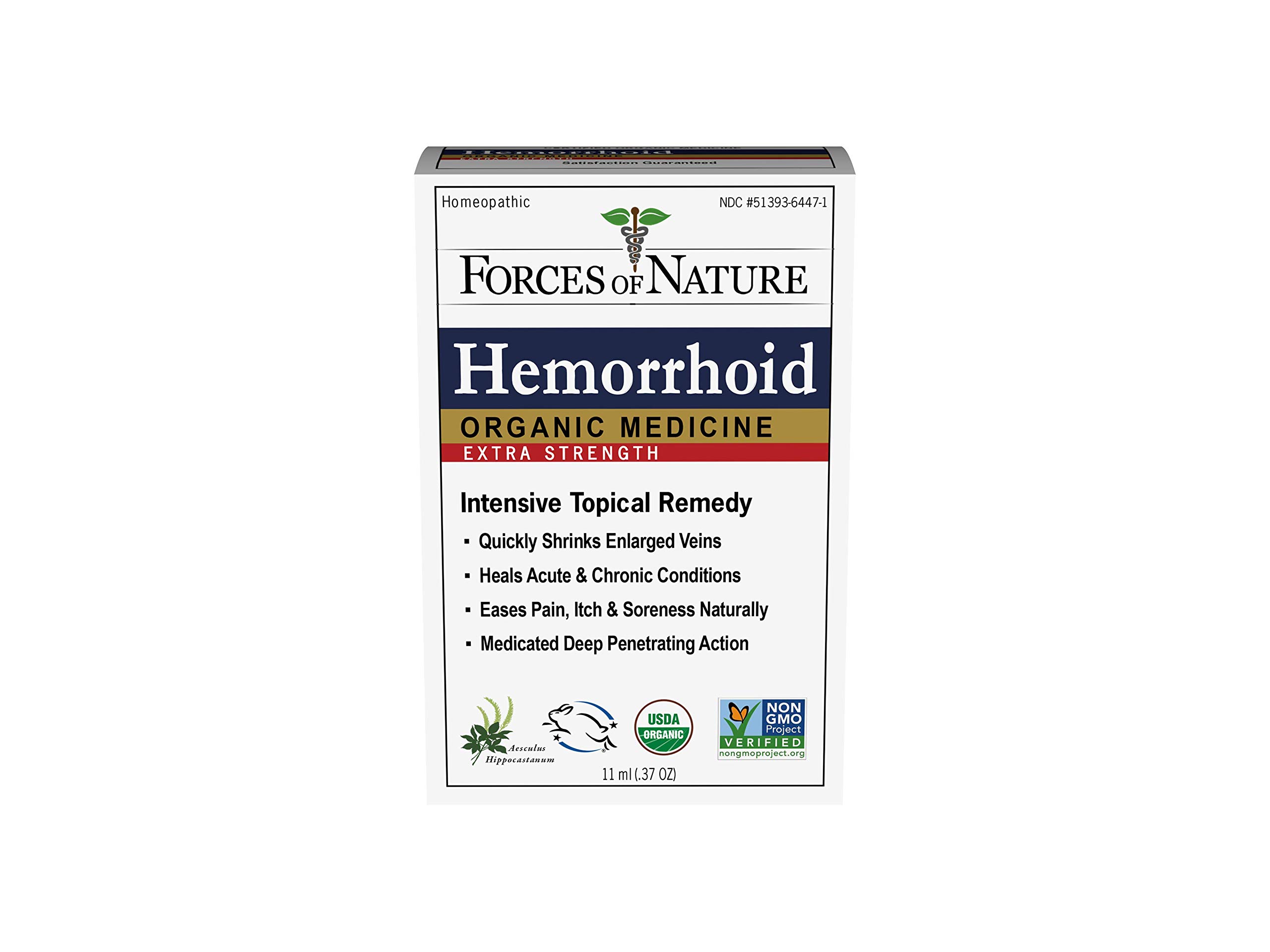 Forces of Nature Hemorrhoid Treatment, Extra Strength 0.37 Fl Oz, Organic Homeopathic Medicine & Essential Oils, Hemorrhoid Relief for Pain, Itching, Swelling, Soreness & Discomfort