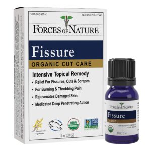 forces of nature organic fissure control for hemorrhoid treatment, 0.37 fl oz, soothe & relieve burning, throbbing, stinging, itchy, bleeding tissue caused by fissures or hemorrhoids, non gmo