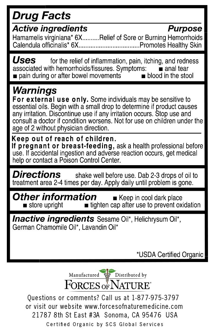 Forces of Nature Organic Fissure Control for Hemorrhoid Treatment, 0.37 Fl Oz, Soothe & Relieve Burning, Throbbing, Stinging, Itchy, Bleeding Tissue Caused by Fissures or Hemorrhoids, Non GMO