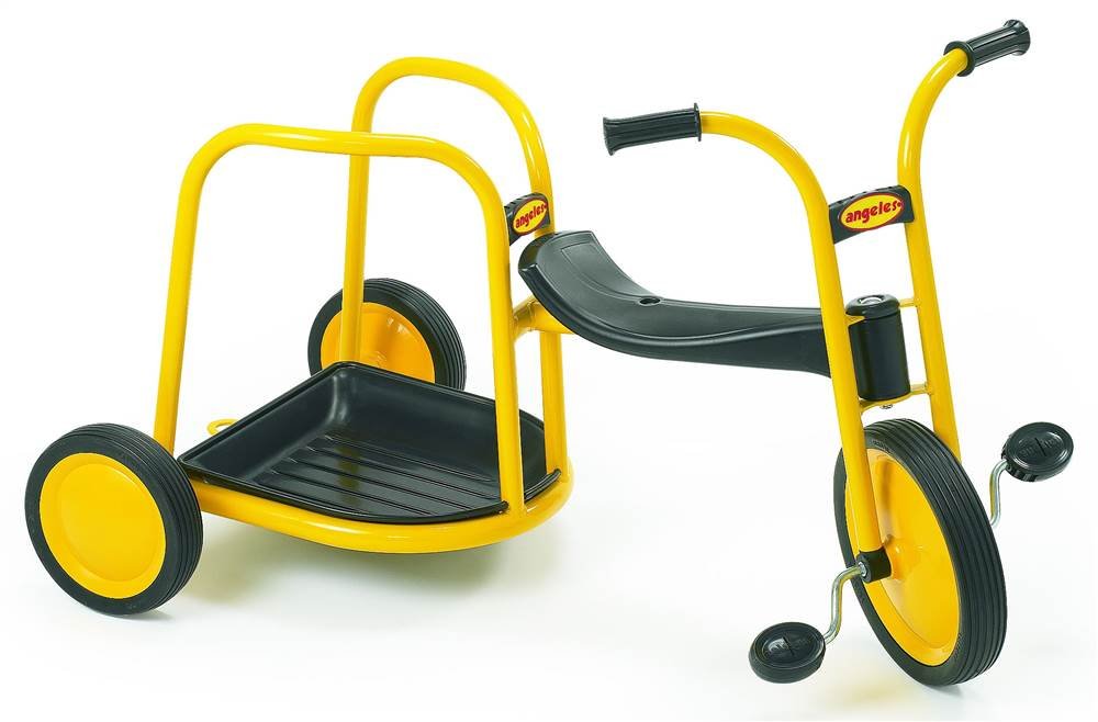 Angeles MyRider Chariot Bike for Up to Two Riders, Tricycle for Kids Ages 3+, Supports Up to 140 lbs, Yellow