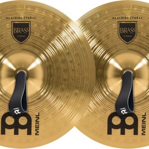 Meinl 13” Marching Cymbal Pair with Straps - Brass Alloy Traditional Finish - Made In Germany, 2-YEAR WARRANTY (MA-BR-13M)