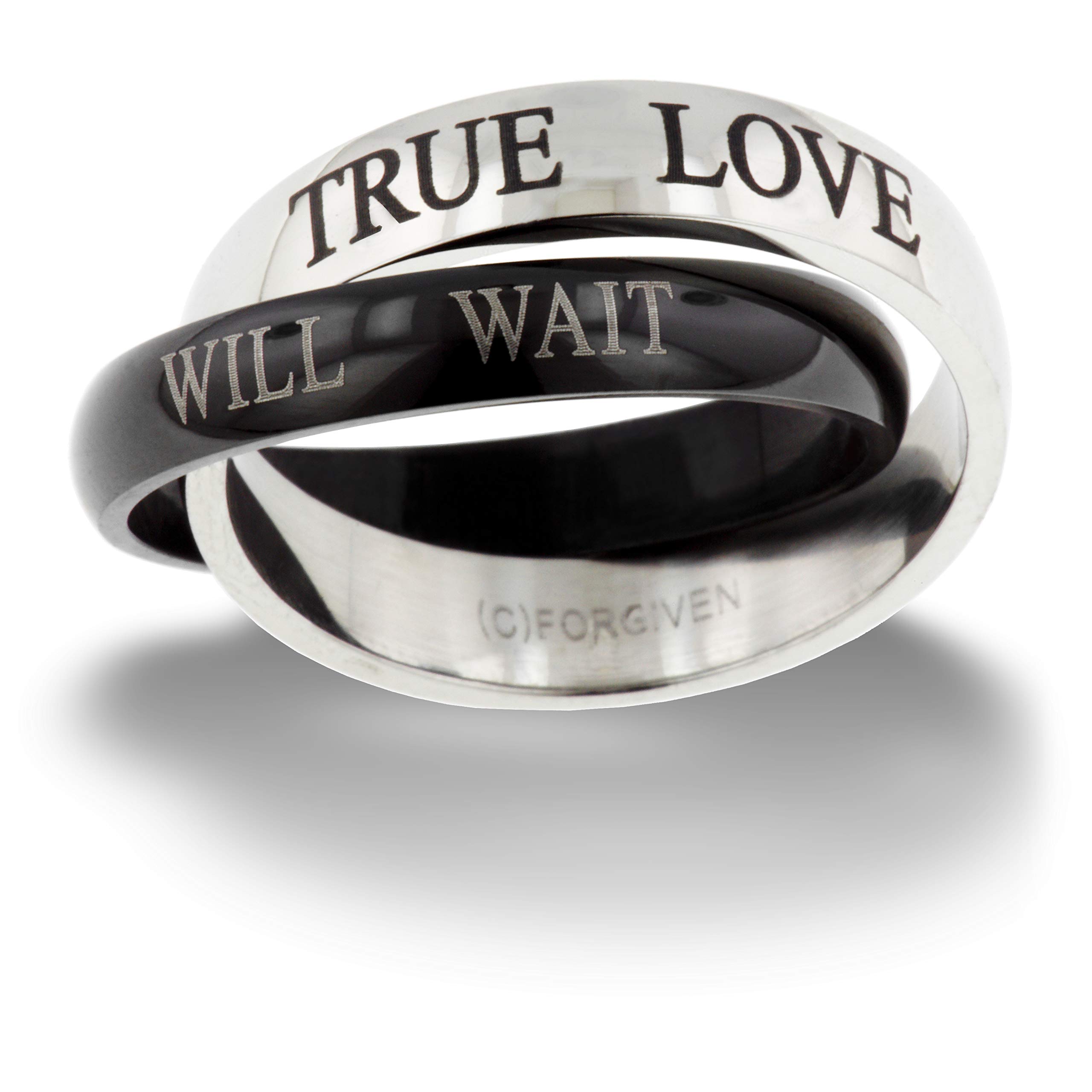 FORGIVEN JEWELRY RSTL True love will wait Purity Band Stainless Steel Ring size 6-Christian Jewelry