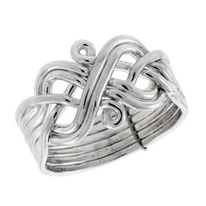 sterling silver 6-piece puzzle ring wire wrapped handmade for men and women 13mm wide size 12