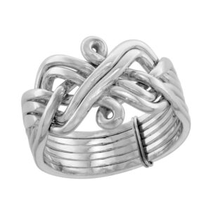 Sterling Silver 6-Piece Puzzle Ring Wire Wrapped Handmade for Men and Women 13mm wide size 12