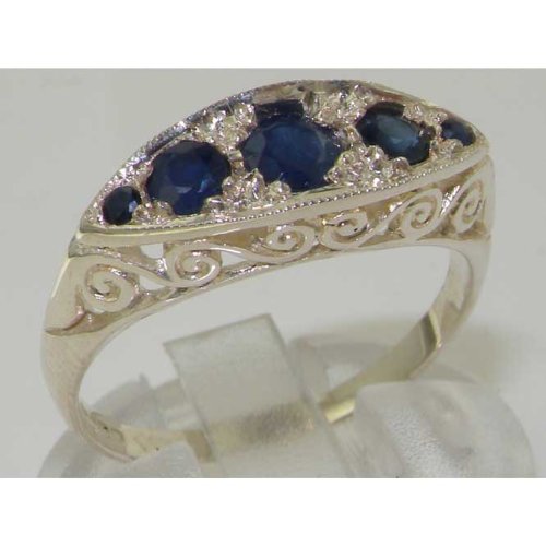 LetsBuyGold 925 Sterling Silver Natural Sapphire Womens Band Ring - Sizes 4 to 12 Available