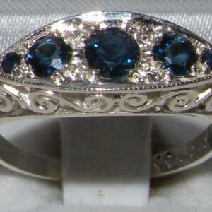 LetsBuyGold 925 Sterling Silver Natural Sapphire Womens Band Ring - Sizes 4 to 12 Available