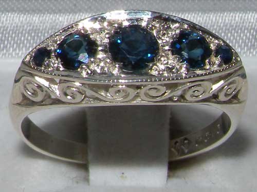 LetsBuyGold 925 Sterling Silver Natural Sapphire Womens Band Ring - Sizes 4 to 12 Available