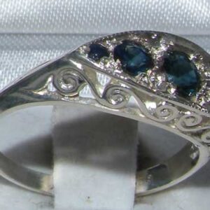 LetsBuyGold 925 Sterling Silver Natural Sapphire Womens Band Ring - Sizes 4 to 12 Available