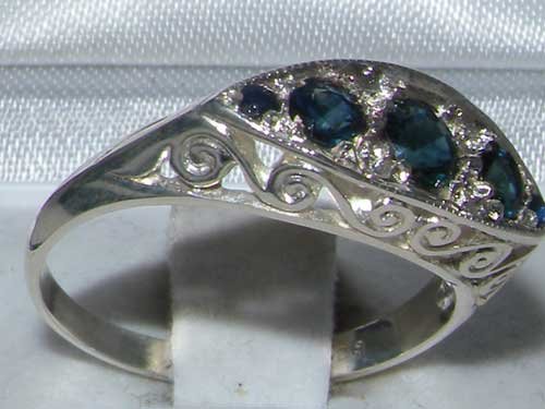 LetsBuyGold 925 Sterling Silver Natural Sapphire Womens Band Ring - Sizes 4 to 12 Available