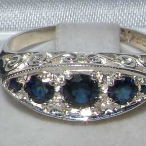 LetsBuyGold 925 Sterling Silver Natural Sapphire Womens Band Ring - Sizes 4 to 12 Available