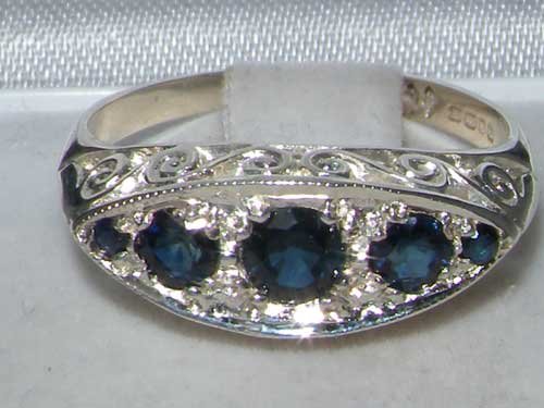 LetsBuyGold 925 Sterling Silver Natural Sapphire Womens Band Ring - Sizes 4 to 12 Available