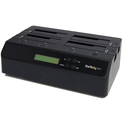 StarTech.com 4-Bay Hard Drive Duplicator and Eraser, External Standalone 1:3 HDD/SSD Cloner/Copier, USB 3.0 / eSATA to SATA Docking Station, Hard Disk Copier / Sanitizer / Wiper Tool (SATDOCK4U3RE)