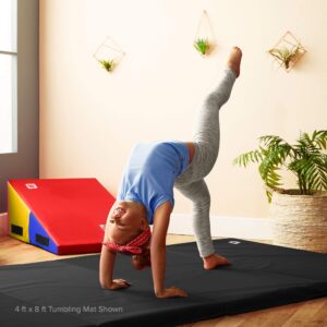 We Sell Mats 4 ft x 8 ft x 1.5 in Gymnastics Mat, Folding Tumbling Mat, Portable with Hook & Loop Fasteners, Black