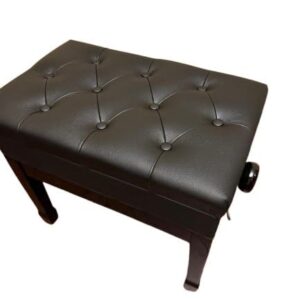 CPS Imports Genuine Leather Adjustable Artist Piano Bench Stool in Ebony with Music Storage