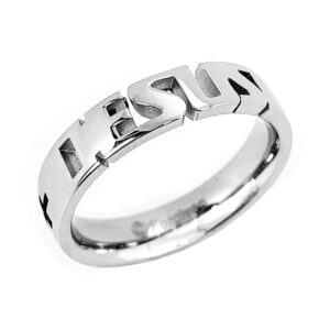 forgiven jewelry rsje1 jesus letters with crosses stainless steel ring size 8-christian jewelry