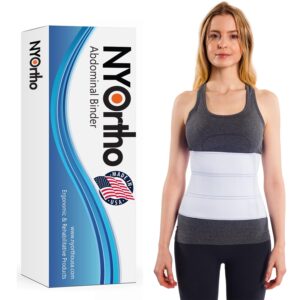 nyortho abdominal binder lower waist support belt - compression wrap for men and women made in usa (45" - 60") 4 panel - 12"