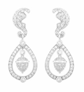 jankuo jewelry rhodium plated royal family kate middleton inspired acorn dangling cz pave earrings