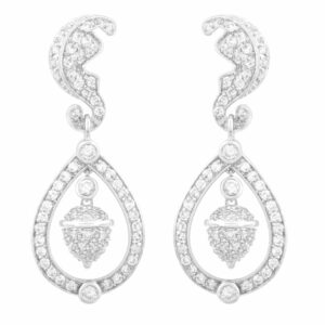 JanKuo Jewelry Rhodium Plated Royal Family Kate Middleton Inspired Acorn Dangling CZ Pave Earrings