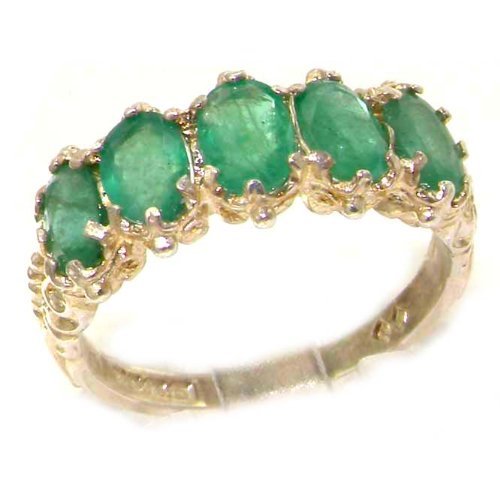 LetsBuyGold 925 Sterling Silver Real Genuine Emerald Womens Eternity Ring - Size 7